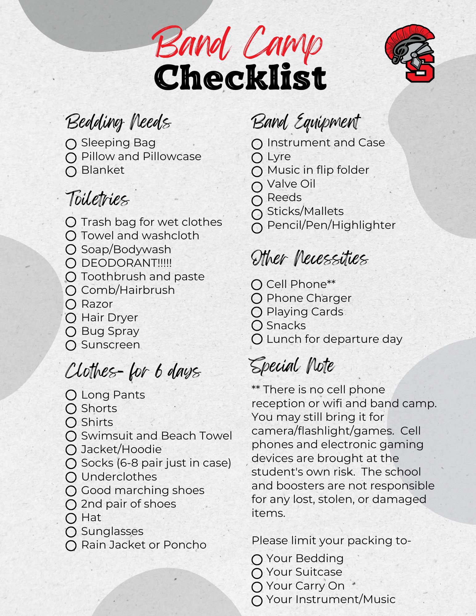 Band Camp Forms and Information – Springfield Spartan Marching Band